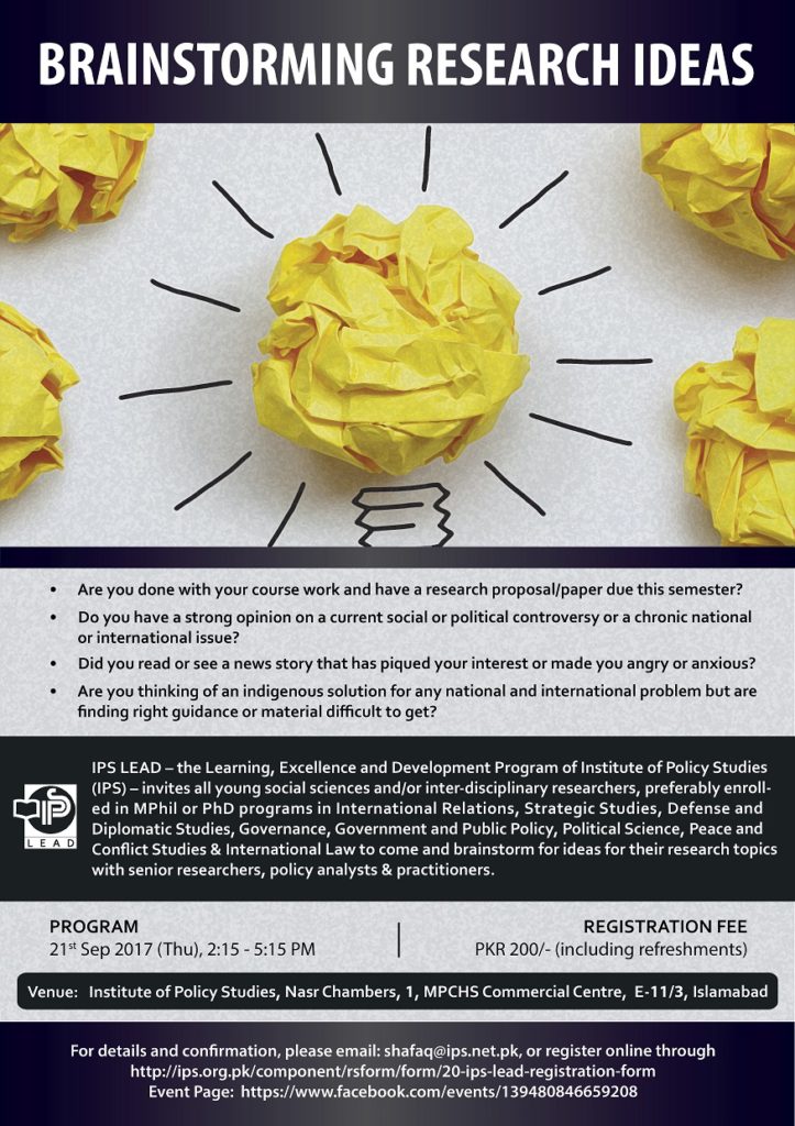 Brainstorm Research Ideas (IPS) – Institute of Policy Studies